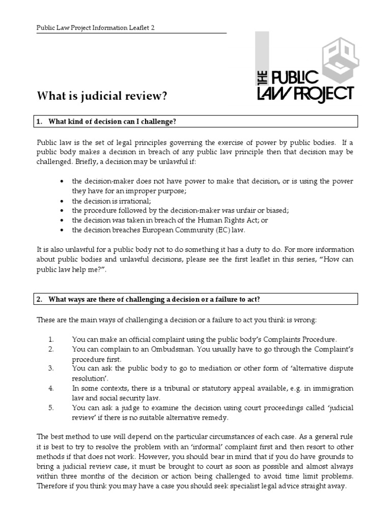 What Is Judicial Review?: 1. What Kind of Decision Can I Challenge ...