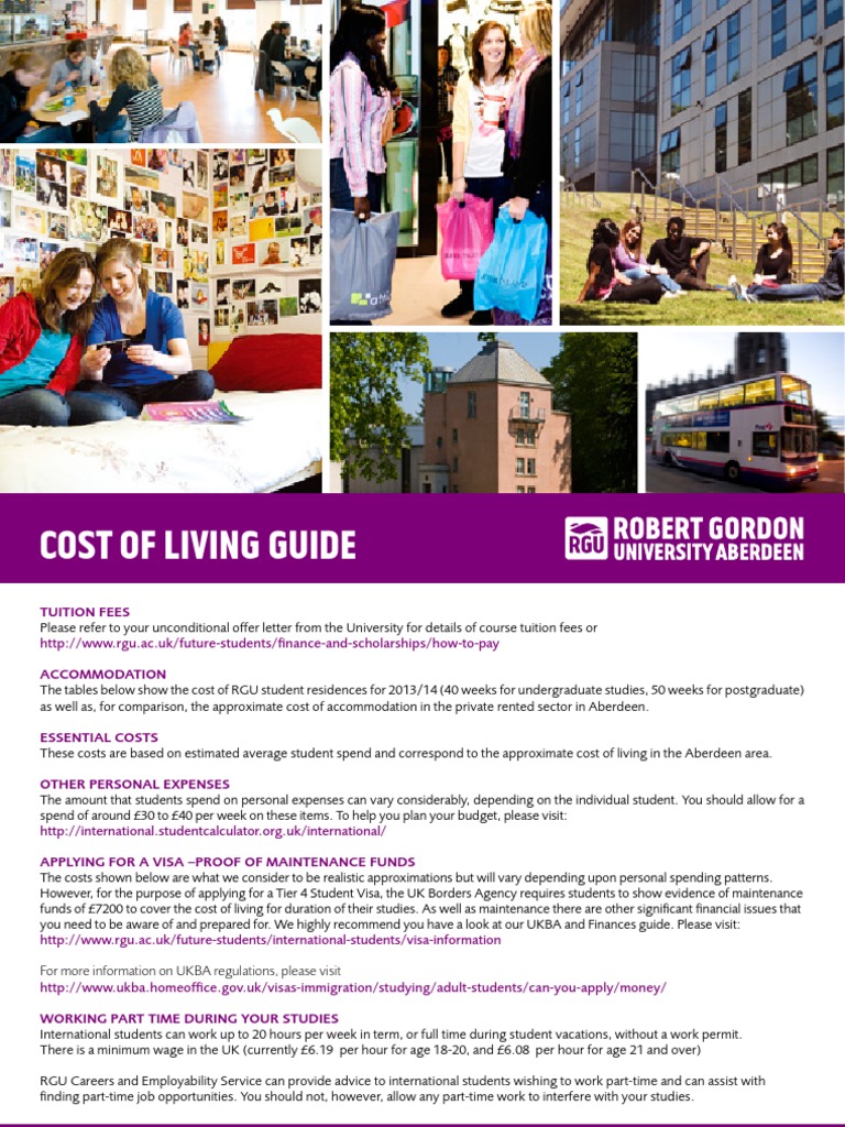 Tuition and Living Costs for RGU Students | PDF | Pound Sterling | Fee