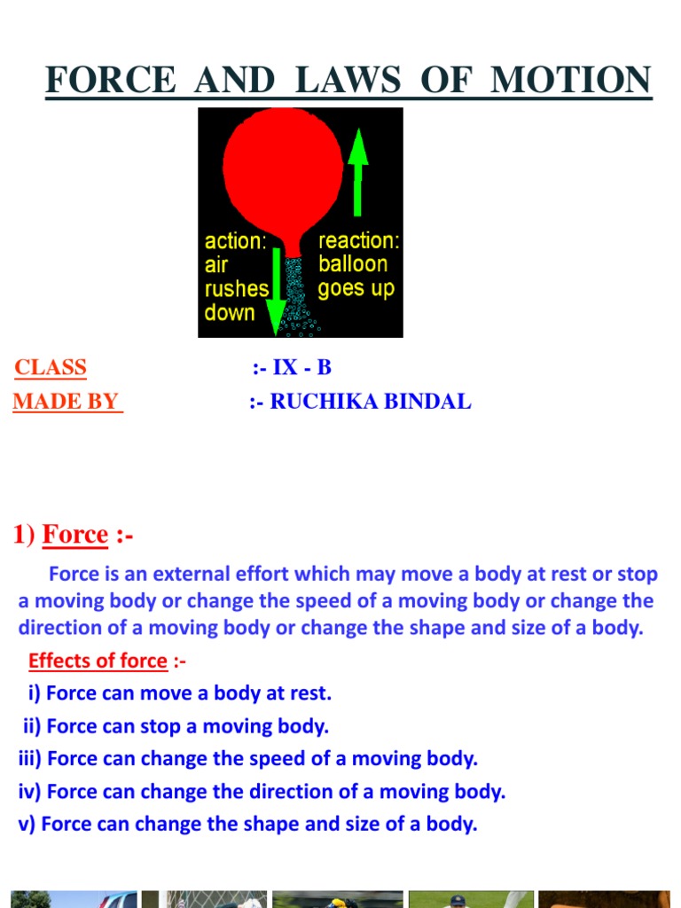 Force & Law of Motion | PDF | Momentum | Inertia