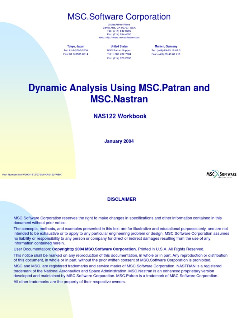 MSC - Software Corporation: Dynamic Analysis Using MSC - Patran and MSC - Nastran | PDF ...