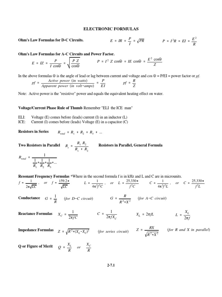 Electronic Formulas | PDF | Science & Mathematics | Technology ...