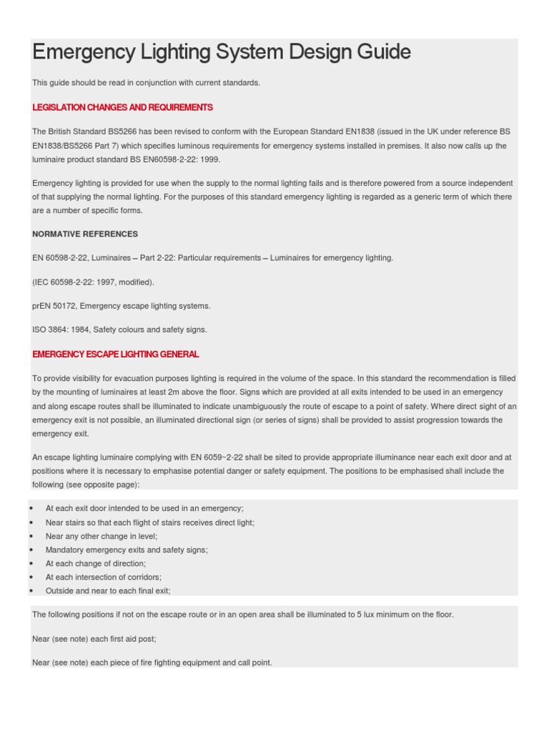 Emergency Lighting System Design Guide | PDF