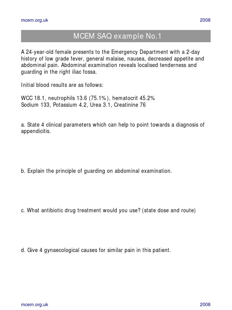 MCEM SAQ Example No1 | PDF
