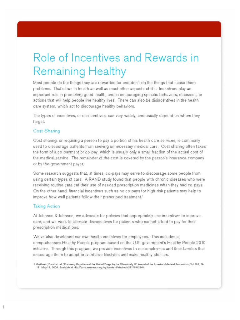 Role of Incentives Rewards | PDF | Chronic Condition | Health Care