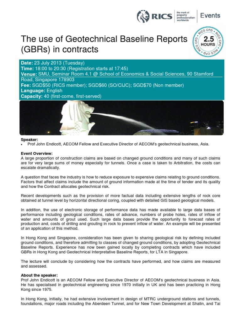 The Use of Geotechnical Baseline Reports | PDF | Tunnel | Cheque