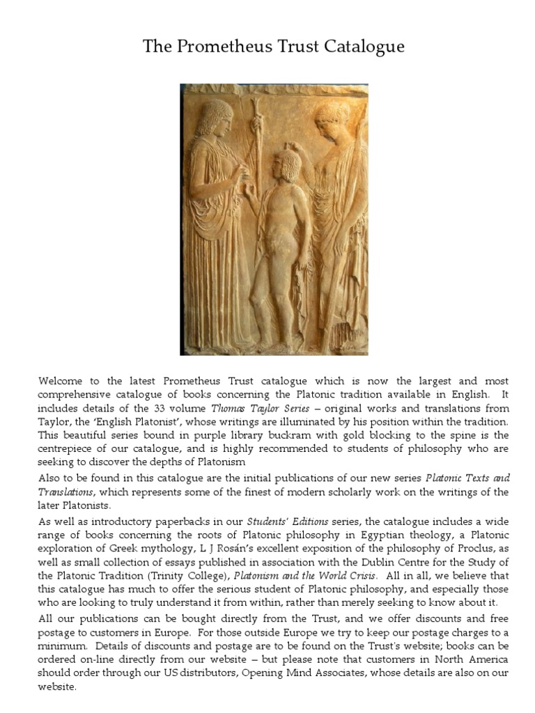 Prometheus Trust Complete Catalogue | PDF | Plato | Neoplatonism