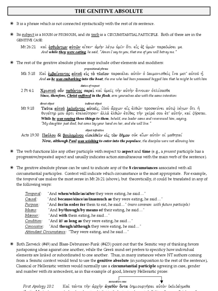 Grammar - Genitive Absolute | PDF | Verb | Object (Grammar)