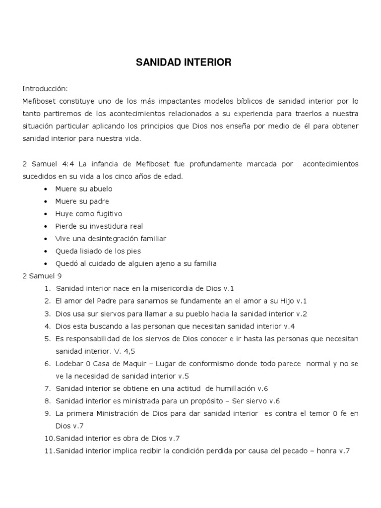 La sanidad interior a través del ejemplo bíblico de Mefiboset ...
