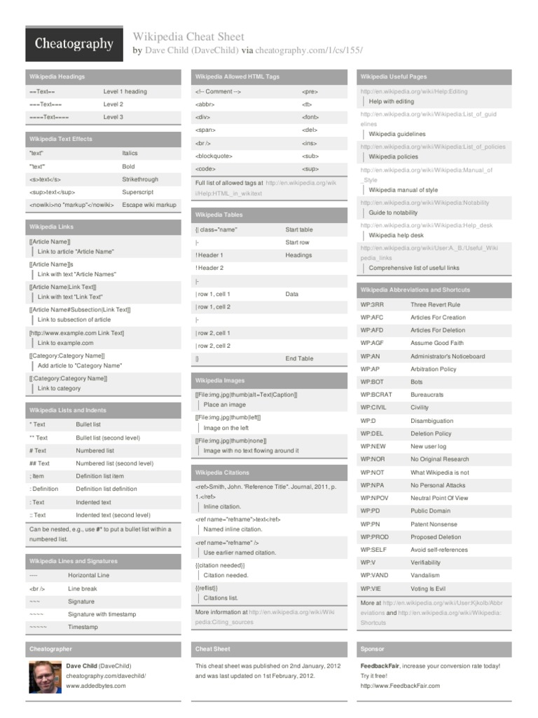 Wikipedia - Cheat Sheet | Wikipedia | Wiki
