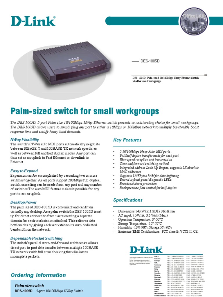 Des 1005d | PDF | Network Switch | Duplex (Telecommunications)