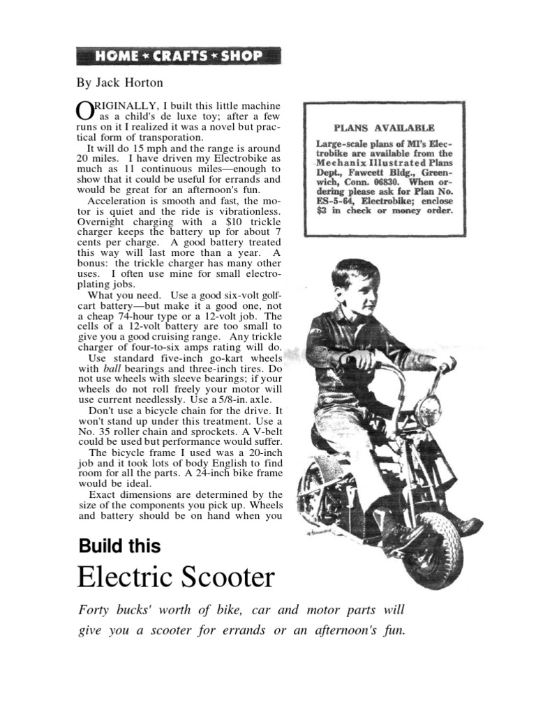 Electric Scooter Plans | PDF | Pipe (Fluid Conveyance) | Electric Motor