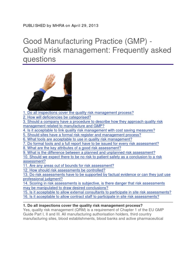 MHRA FAQ On Quality Risk Management-GMPs | PDF | Risk | Risk Management