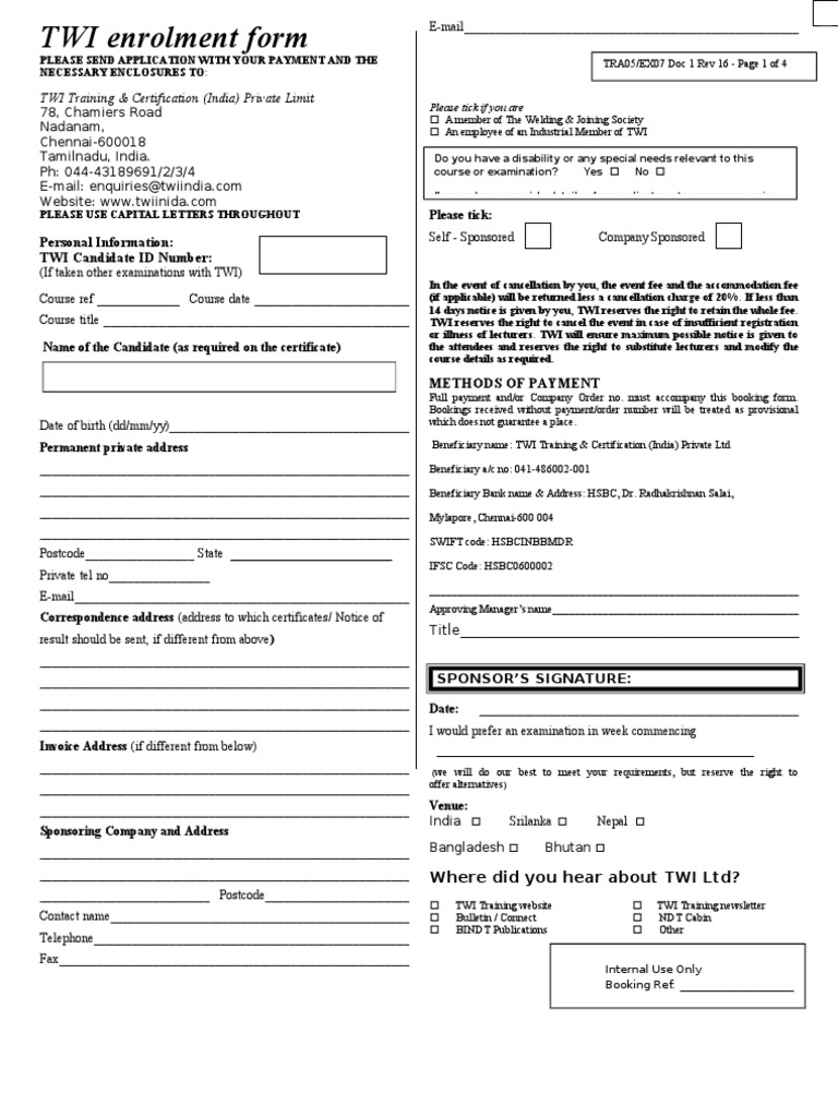 CSWIP Application Form | PDF