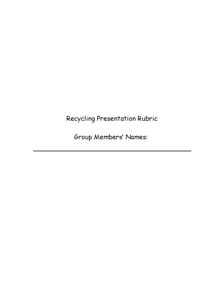 Recycling Presentation Evaluation Rubric | PDF