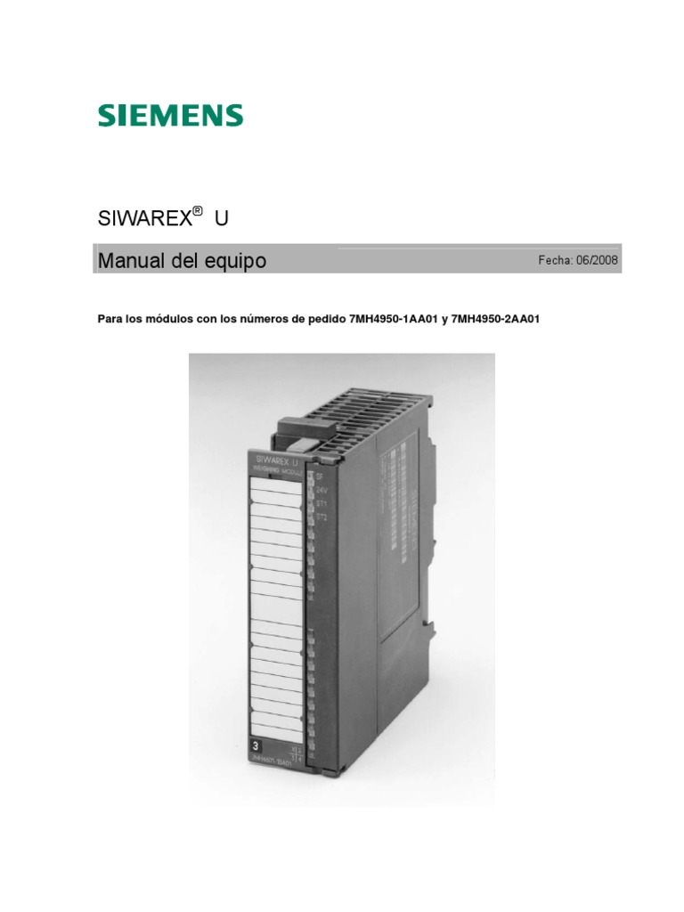 Manual Siwarex U Es 38 | PDF | Corriente eléctrica | Aluminio