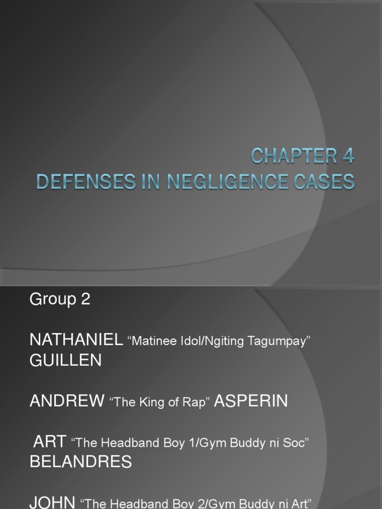Chapter 4- Defenses in Negligence Cases | Negligence | Damages