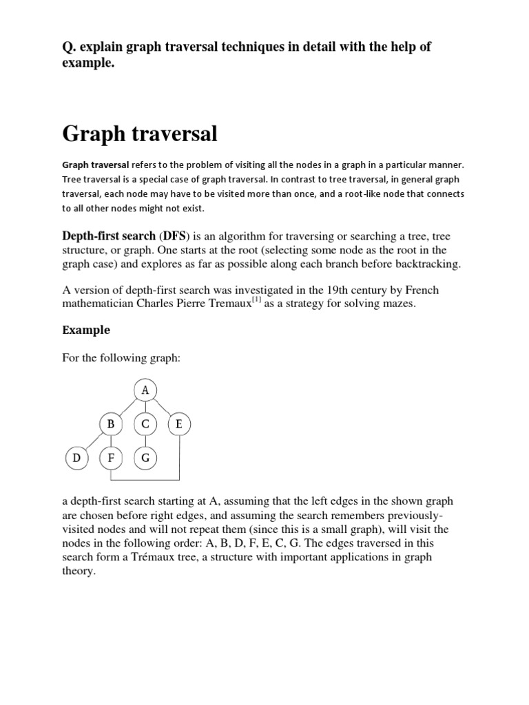 Graph Traversal | PDF | Graph Theory | Computational Problems Graph Traversal | PDF | Graph Theory | Computational Problems