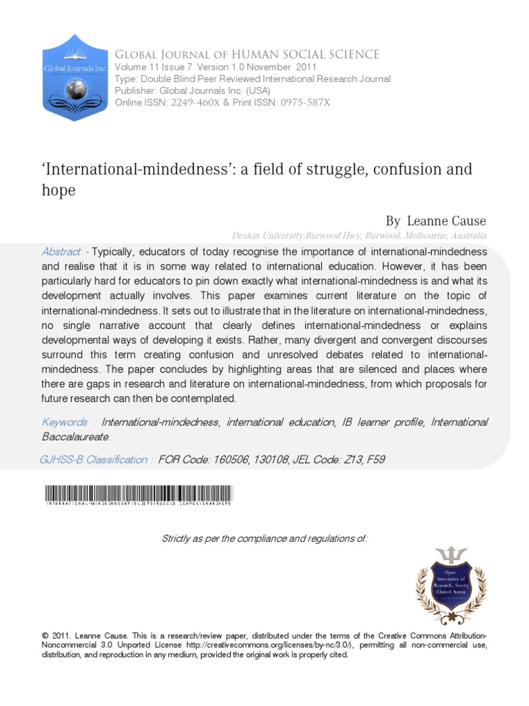 International Mindedness | PDF | Cosmopolitanism | Curriculum