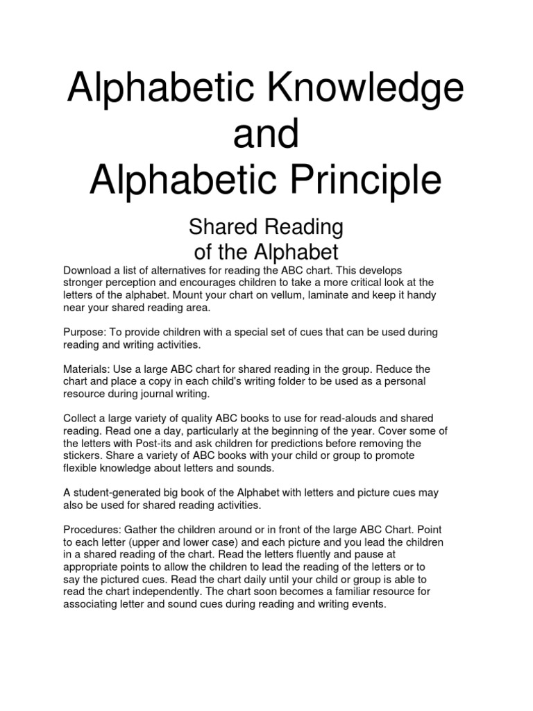 Alphabetic Knowledge | Phonics | Reading (Process)
