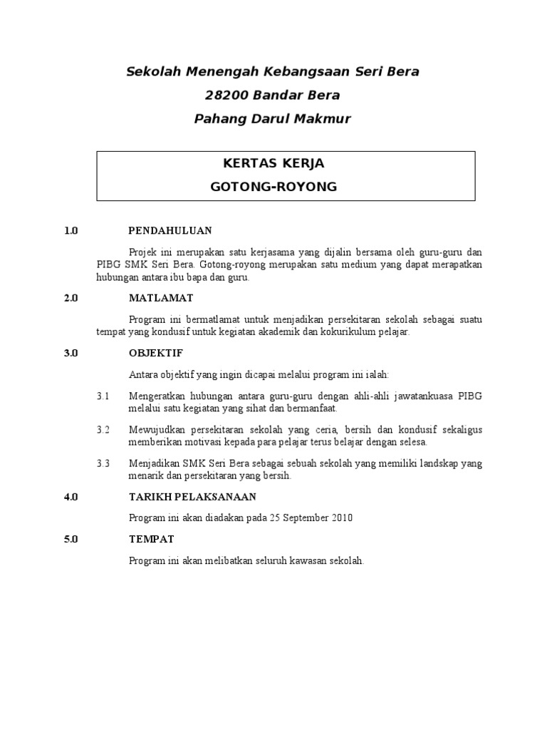 KERTAS KERJA Gotong Royong | PDF