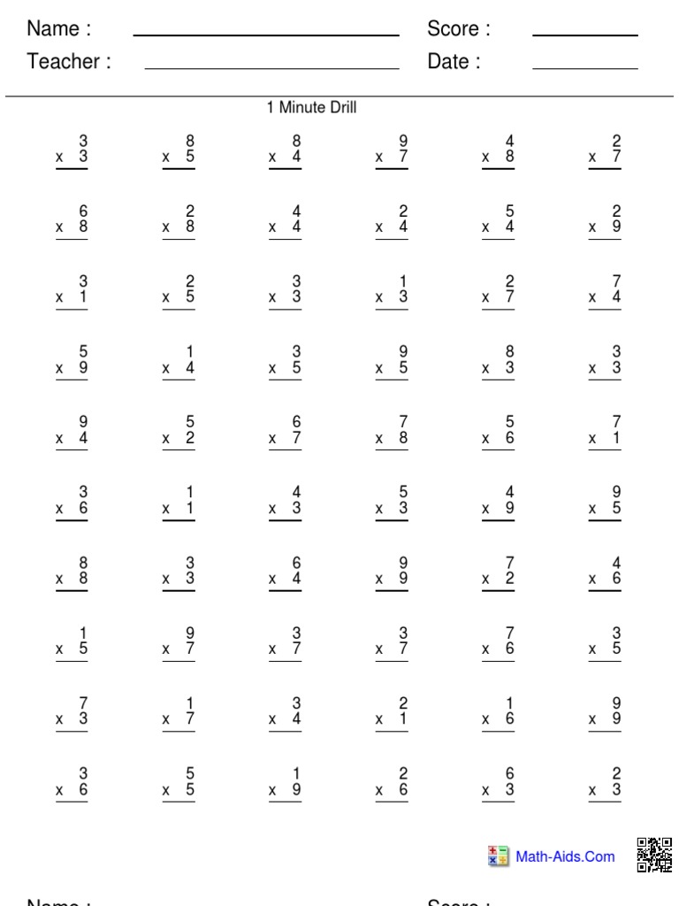 Multiplication Drill | PDF