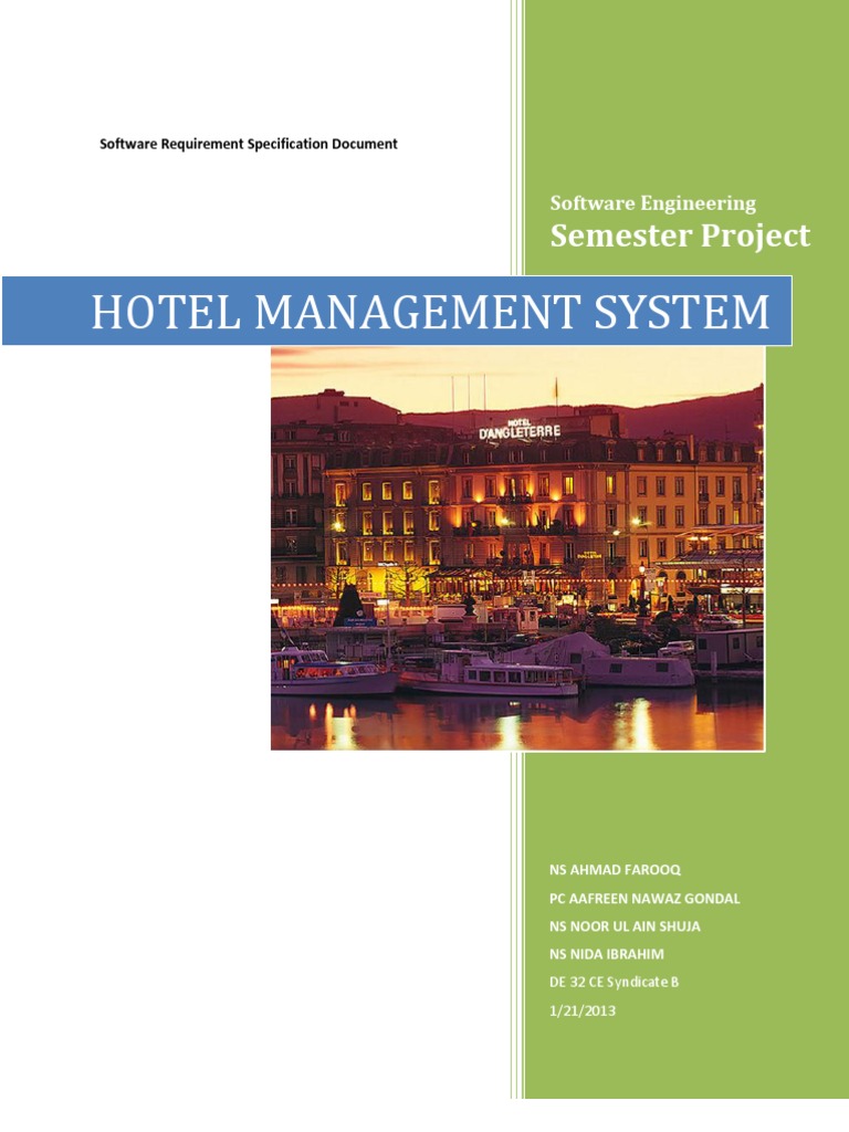 Hotel Management System SRS Document | PDF | Databases | Graphical User Interfaces