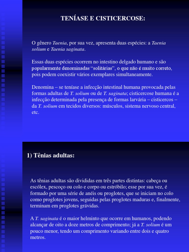 Tênias e Cisticercose: Características, Ciclo de Vida, Transmissão e ...