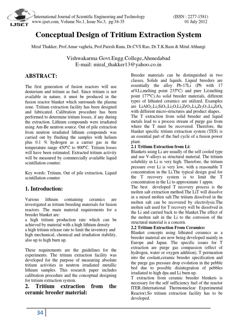 Tritium Extraction System Design | PDF | Lithium | Fusion Power