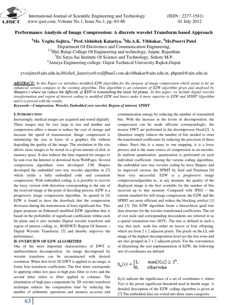 PP 63-66 Performance Analysis of Image Compression A Discrete Wavelet Transform Based Approach ...
