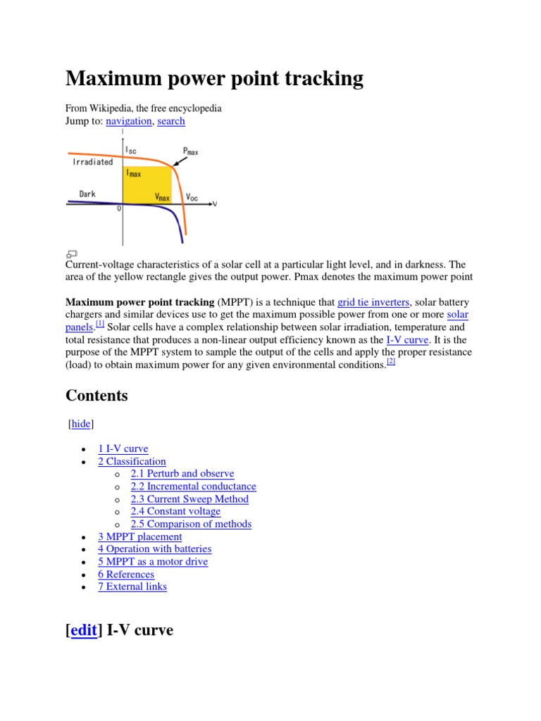 Maximum Power Point Tracking | PDF | Energy Technology | Energy Conversion