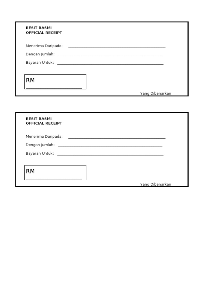 Contoh Resit Rasmi | PDF