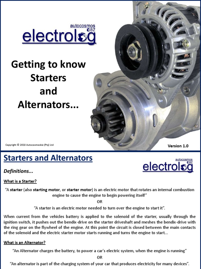 Starter and Alternator - Information | PDF | Electric Motor | Components