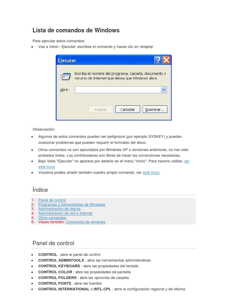 Lista de Comandos de Windows | PDF