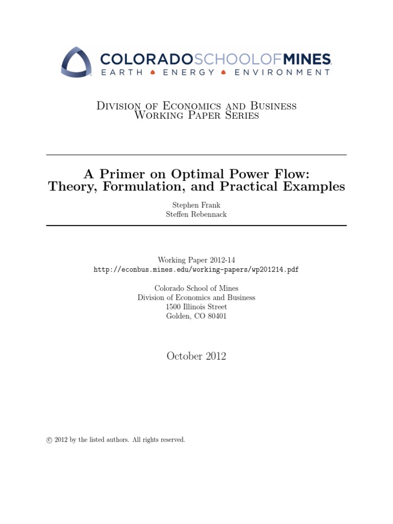 Optimal Power Flow | PDF | Ac Power | Electric Power