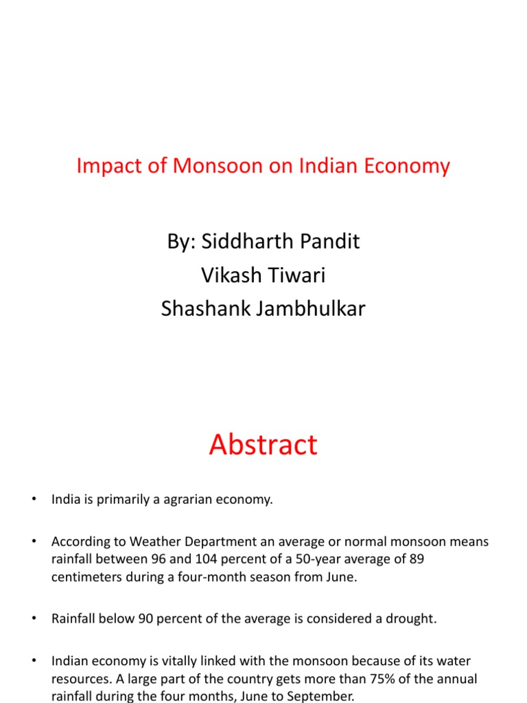 Impact of Monsoon On Indian Economy | PDF | Monsoon | Rain