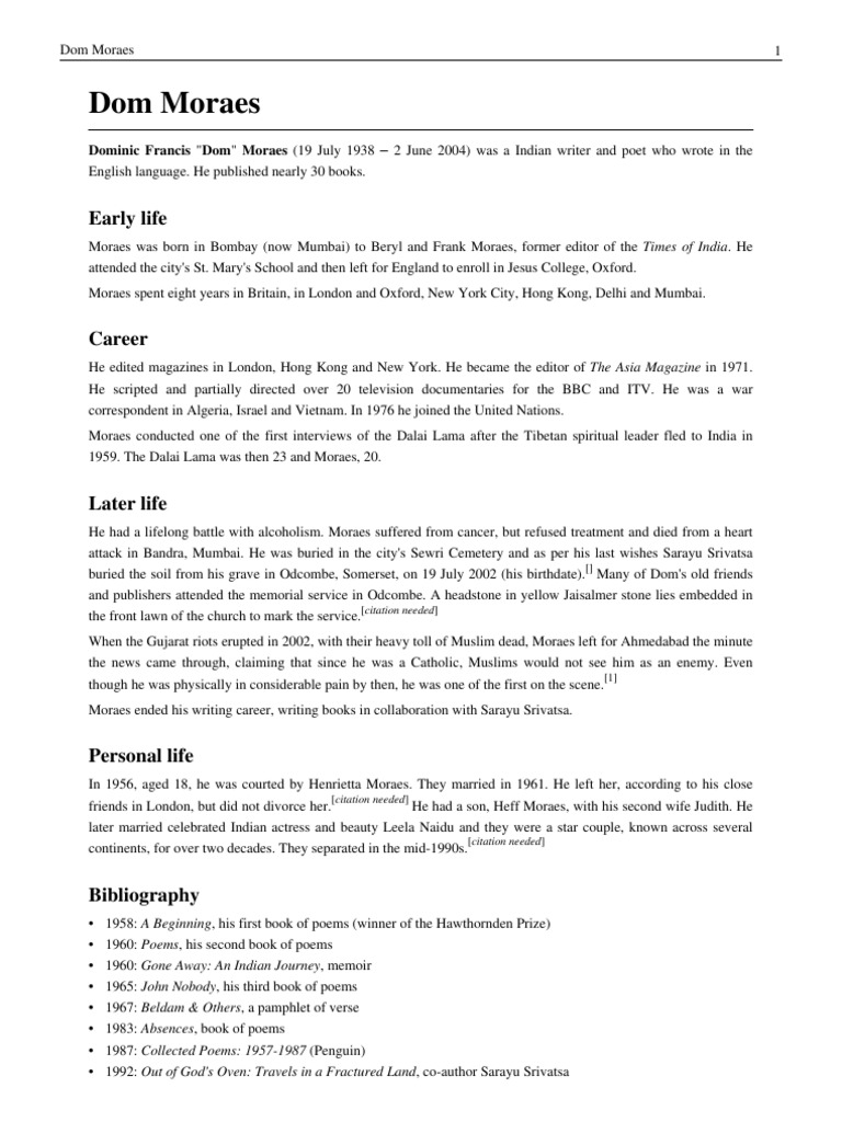 Dom Moraes | PDF | Poetry