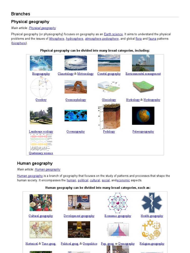 Branches of Geography Explained | PDF