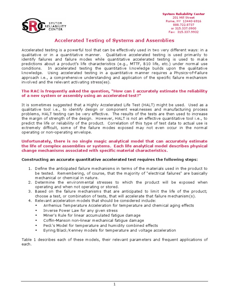 Accelerated Testing Systems | PDF | Reliability Engineering | Fatigue ...