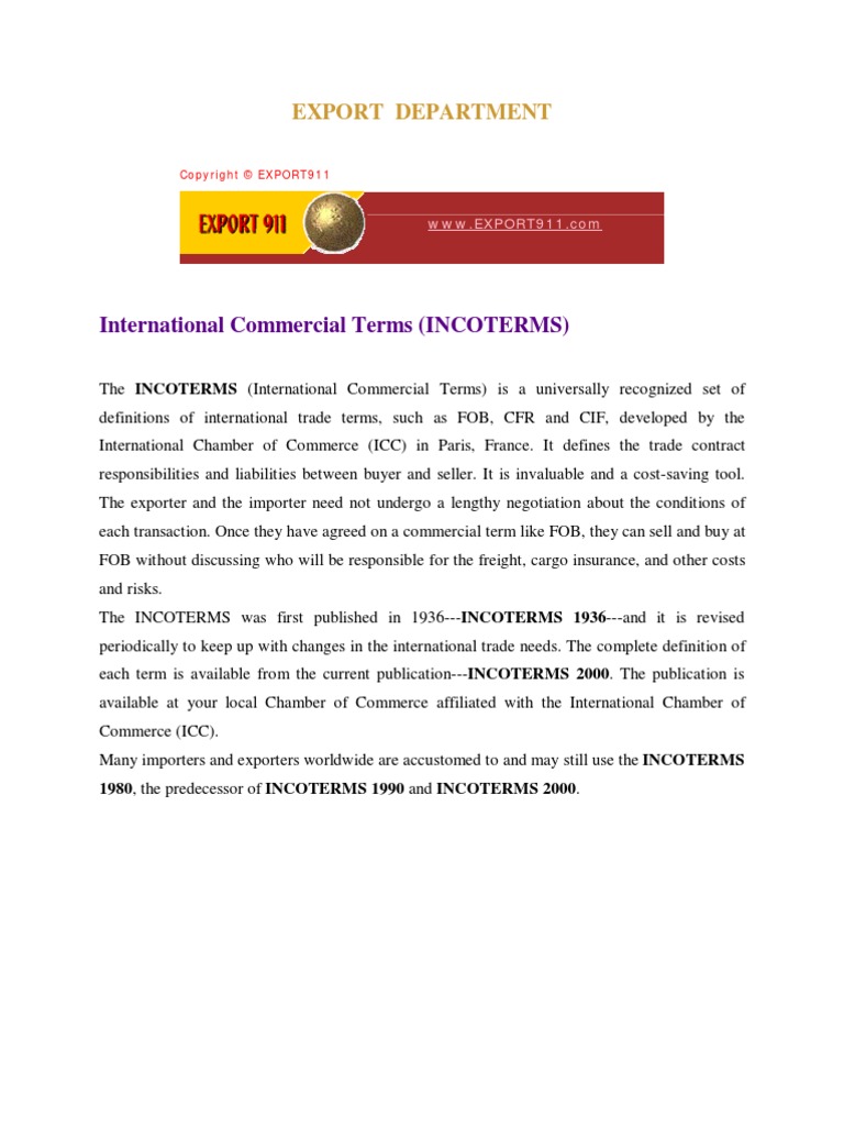 Incoterms Ver 1 PDF | PDF