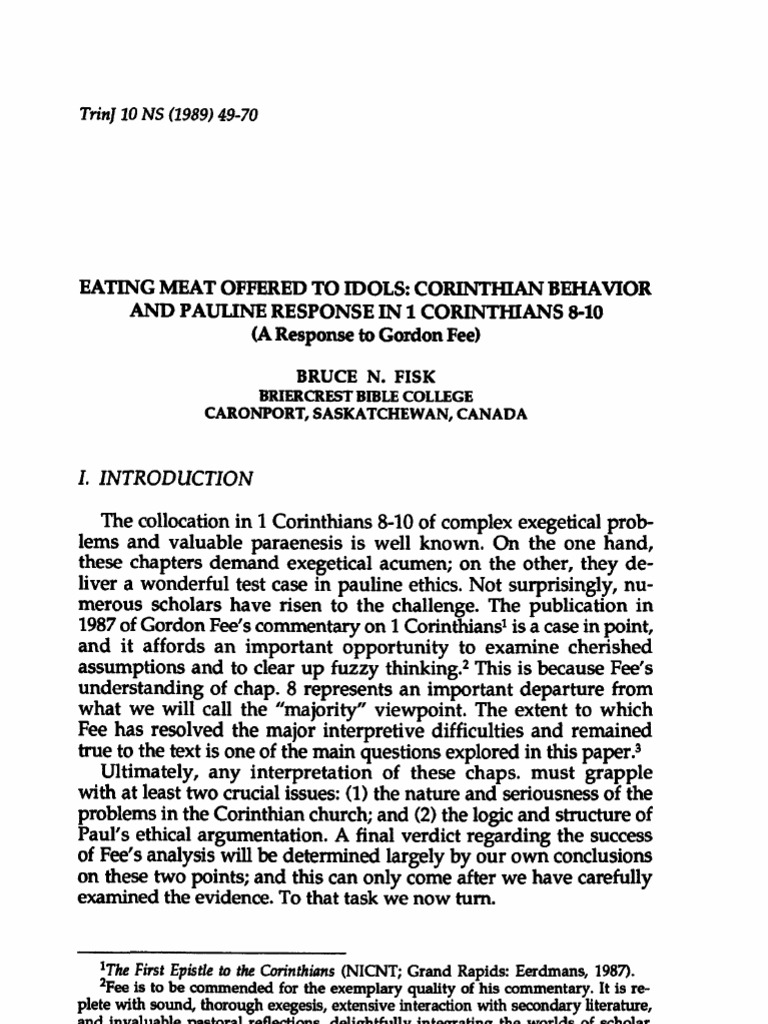 1 Cor 8-10 - Eating Meat Offered to Idols | Idolatry | First Epistle To ...