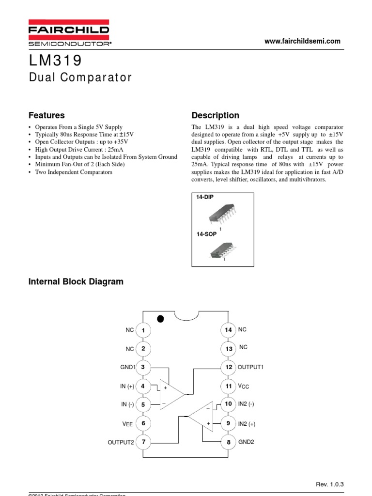 LM319 Dual Comparator | PDF | Electronic Engineering | Electrical Engineering