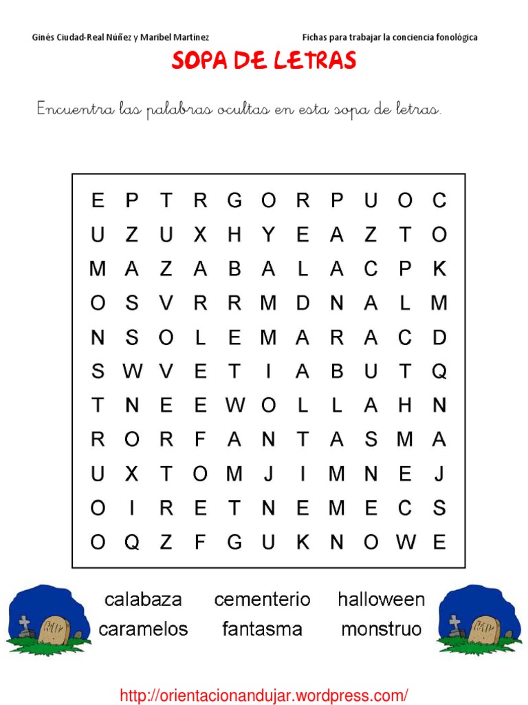 Sopa de Letras de Halloween para Niños | PDF