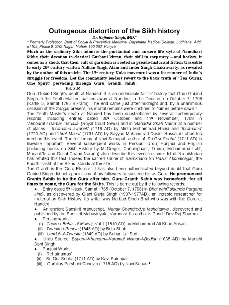 Historiograhy of Namdhari | PDF | Guru Granth Sahib | Sikh