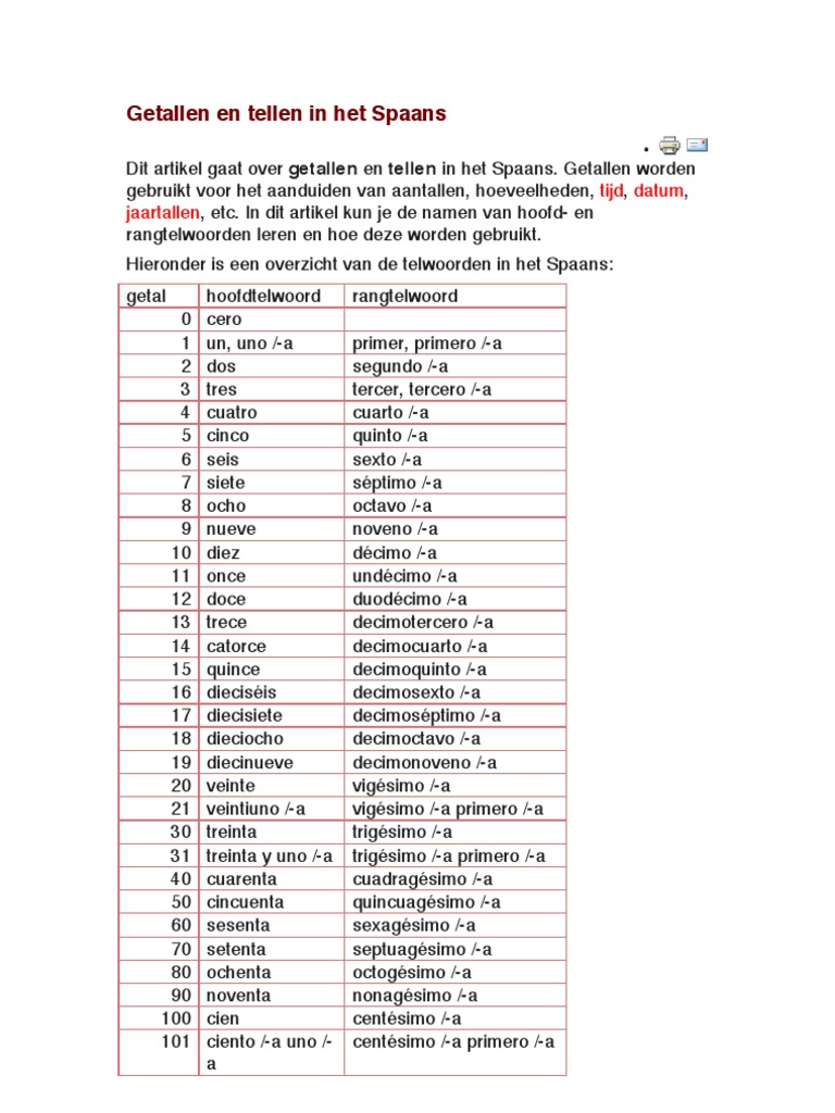 Getallen en Tellen in Het Spaans | PDF