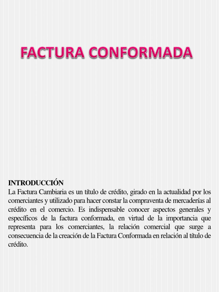 Factura Conformada | PDF | Instrumento negociable | Pagos