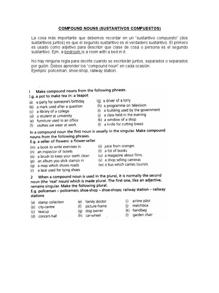 Compound Nouns | PDF