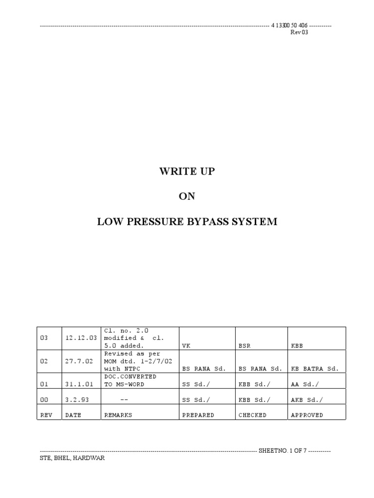 LP Bypass System | PDF | Valve | Amplifier