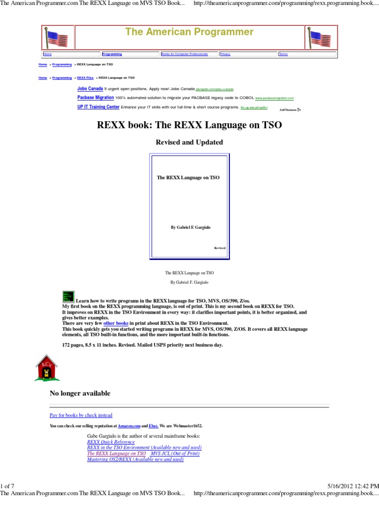 Learn Rexx Programming With This Tso Book Pdf Subroutine Control Flow 