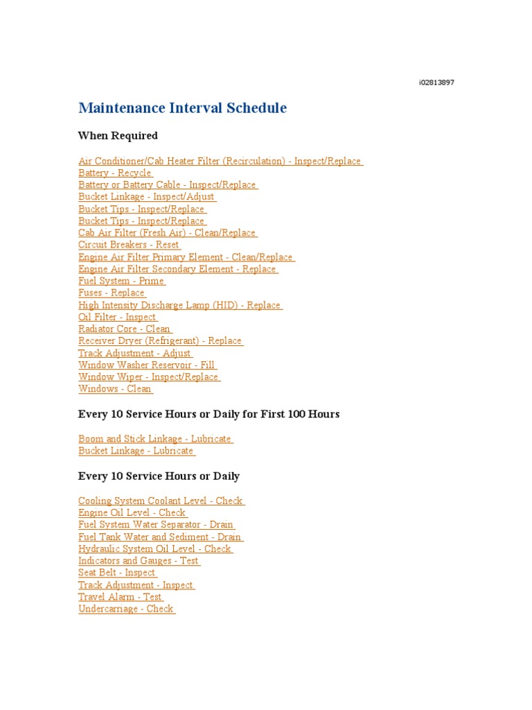 Maintenance Interval Schedule: When Required | PDF | Motor Oil | Coolant