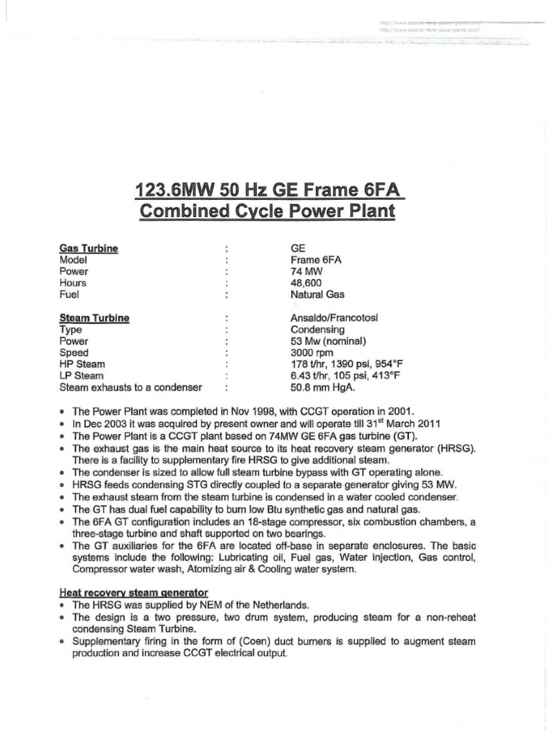 Power Plant Sale Details | PDF | Gas Turbine | Energy Technology
